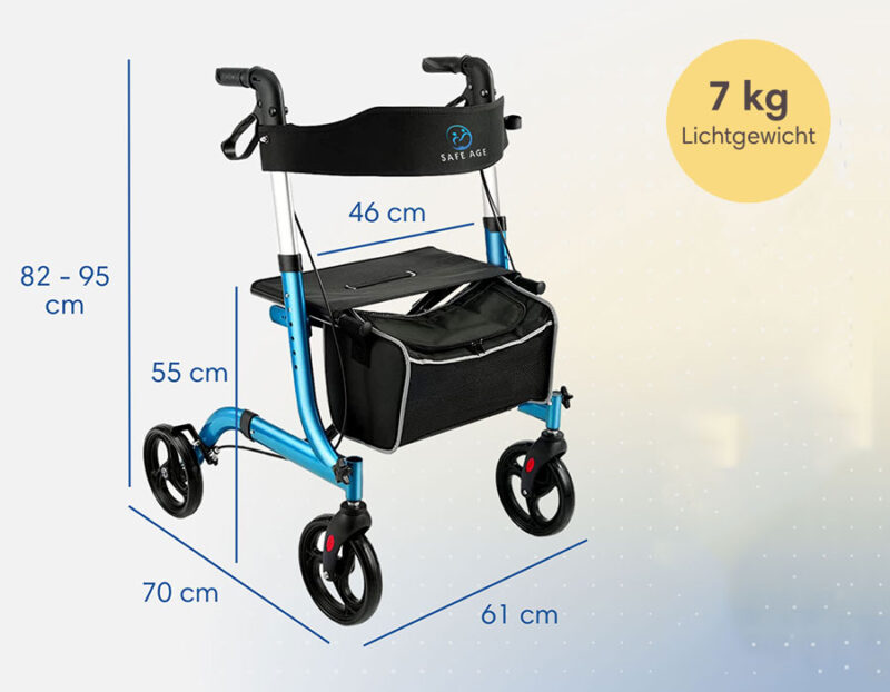 Rollator Safe Age – Lichtgewicht en opvouwbaar. zitfunctie, rugleuning ...